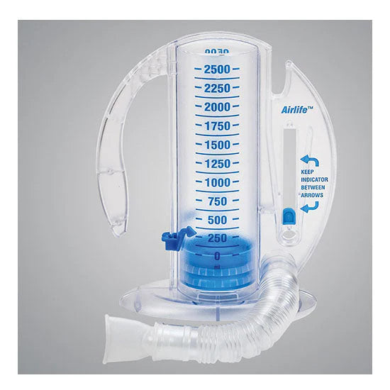 AirLife Volumetric Incentive Spirometer with One-Way Valve, 2500 mL Ca ...